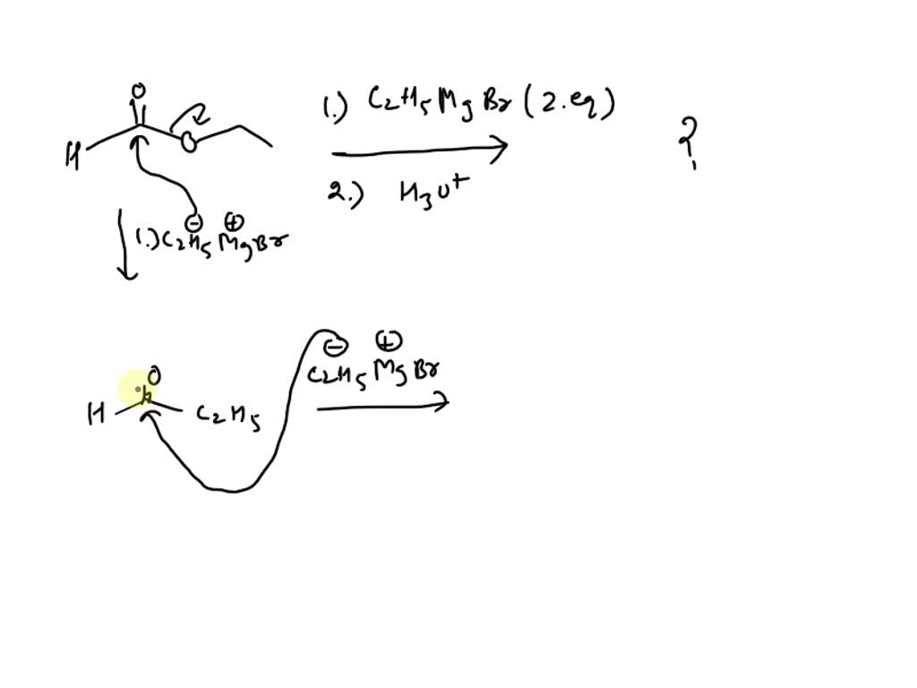 SOLVED: Provide the major organic product in the reaction shown below: CH3CH2MgBr (2 eq) 2 H2O+