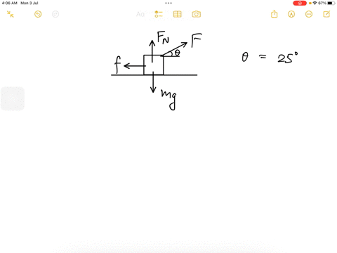 A 23 -kg suitcase is pulled with constant speed by a handle at an angle ...