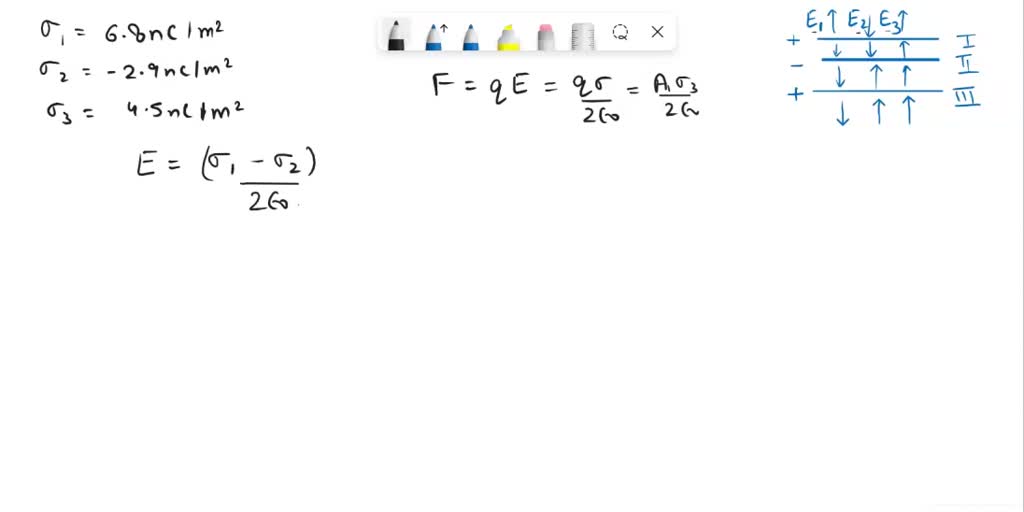 SOLVED: Three large but thin charged sheets are parallel to each other as shown in the figure ...