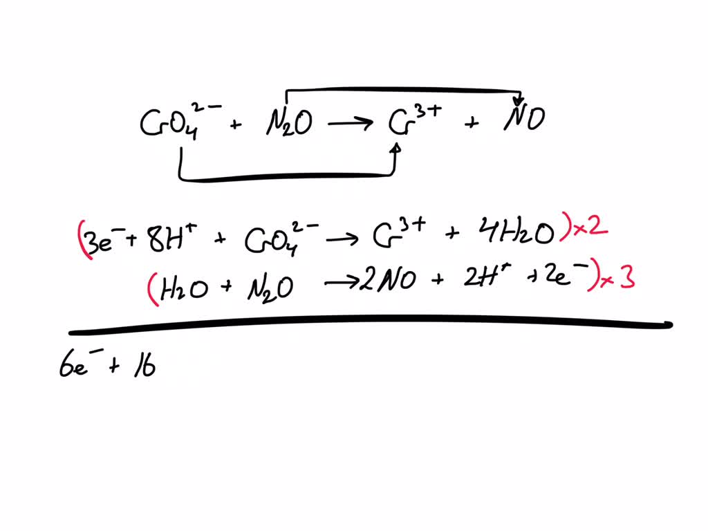 Balance the following redox reaction in acidic solution: CrO42â€“ + N2O ...