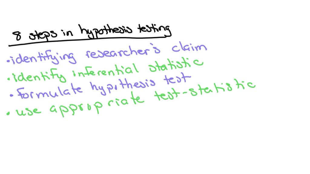 SOLVED: Describe the 8 steps in the process for hypothesis testing ...