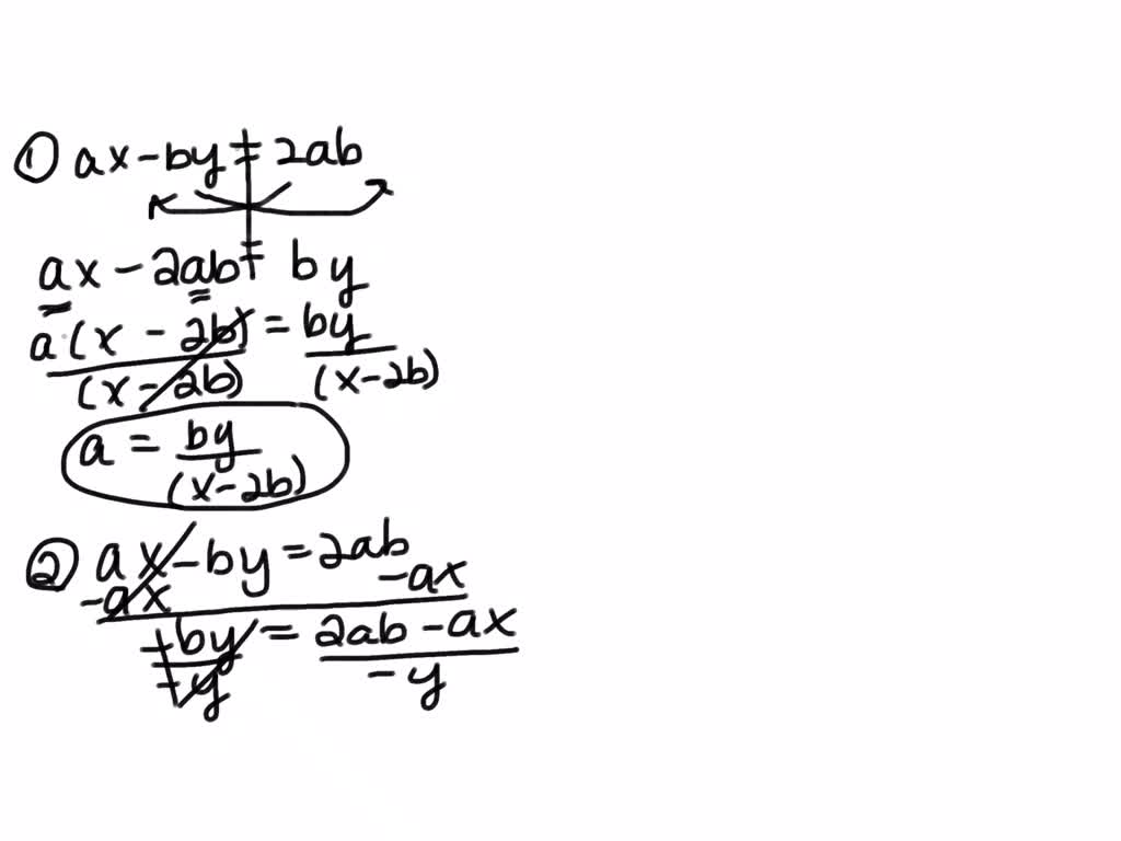 SOLVED: Write any four solutions of the linear equation ax – by = 2ab.