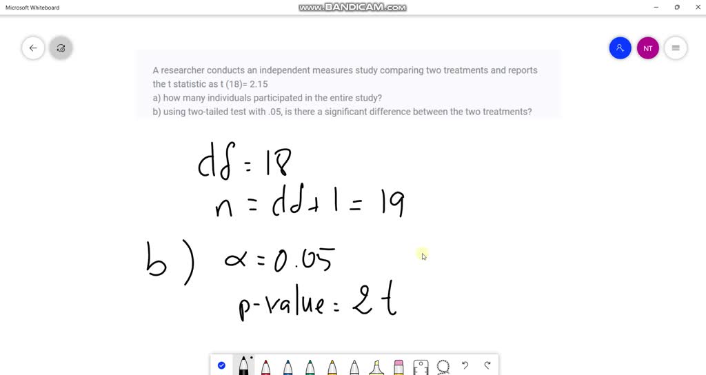 SOLVED: ) A psychologist is conducting a two sample (independent ...