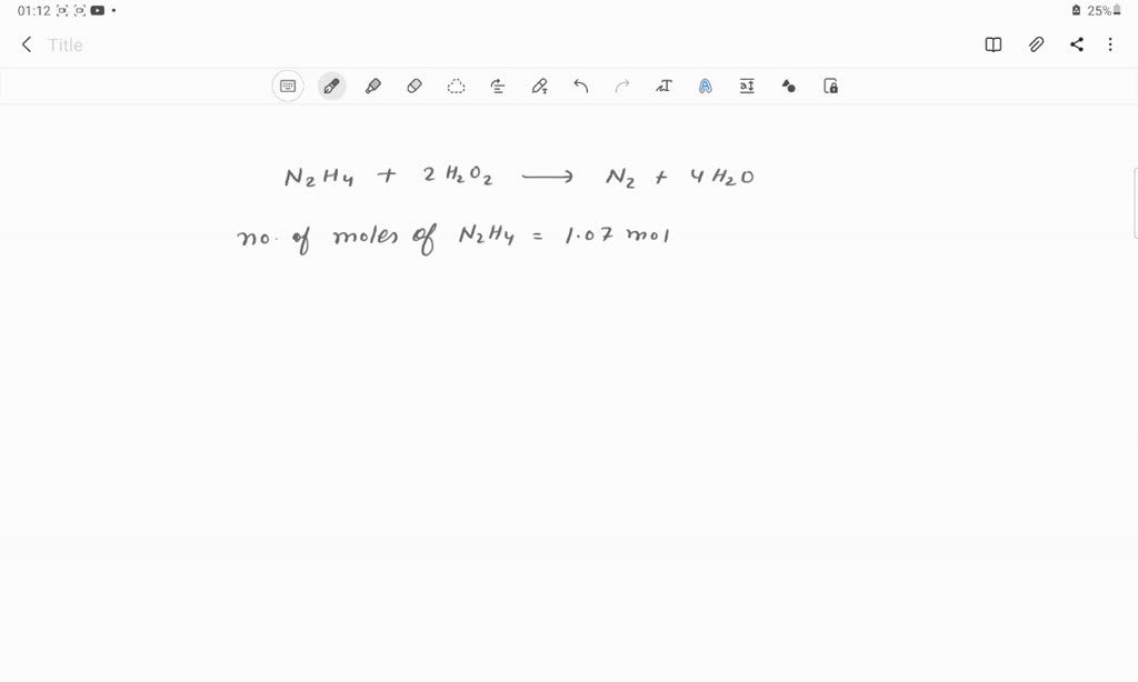SOLVED: Consider the reaction between N2H2 and H2O2 as shown in the unbalanced equation: N2H4 ...