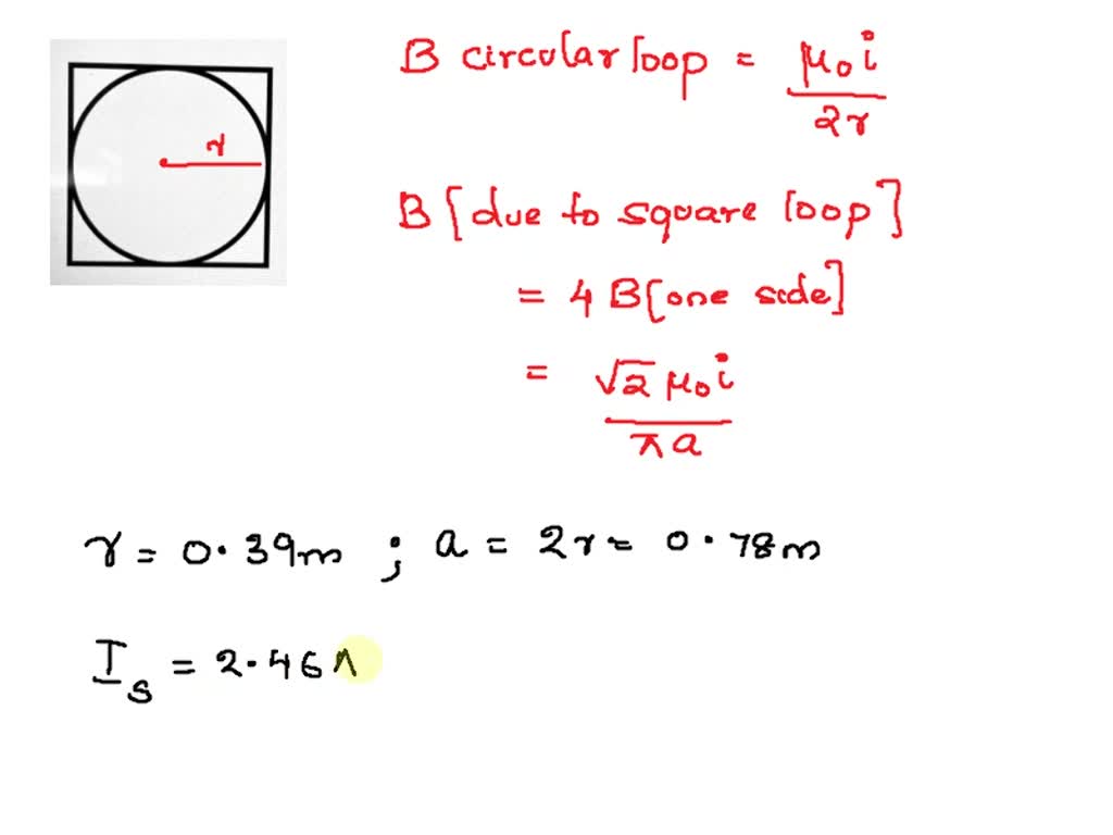SOLVED: Consider the diagram below showing 2 two current loops (a square and circle centered ...