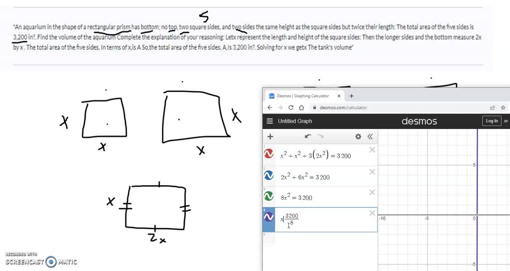 SOLVED: "An aquarium in the shape of a rectangular prism has bottom; no ...