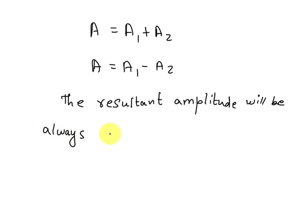 Two waves of amplitude A1 and A2 respectively and equal frequency travels towards the same point ...