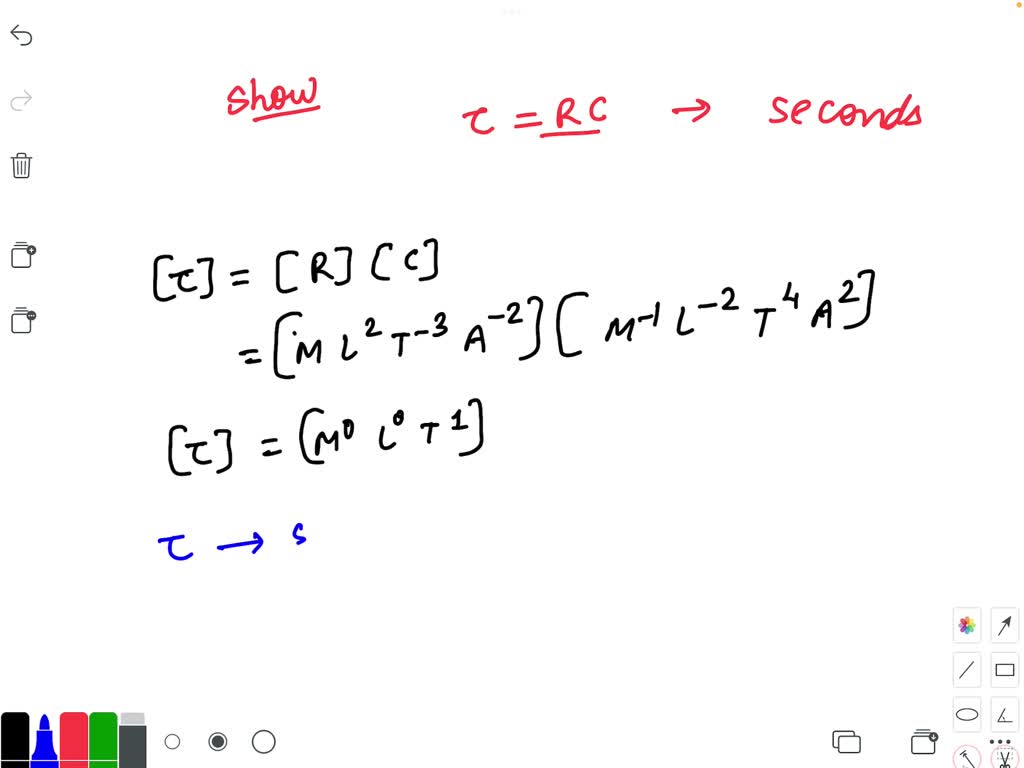 SOLVED: Show that the capacitive time constant RC has units of seconds ...