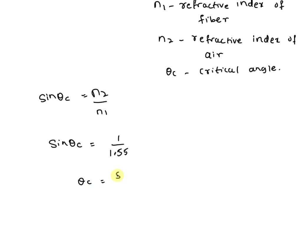 SOLVED: '18-4 Suppose an optical fiber has refractive index 1.55 ...