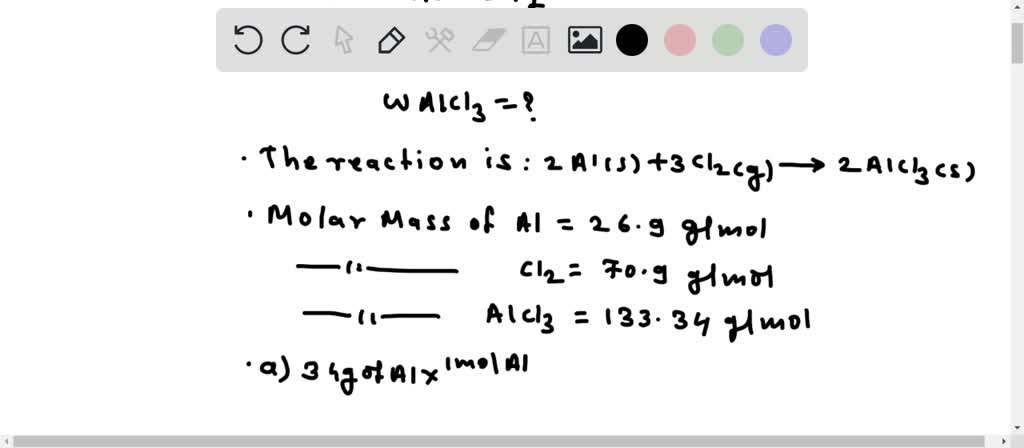 SOLVED: Aluminum reacts with chlorine gas to form aluminum chloride via ...