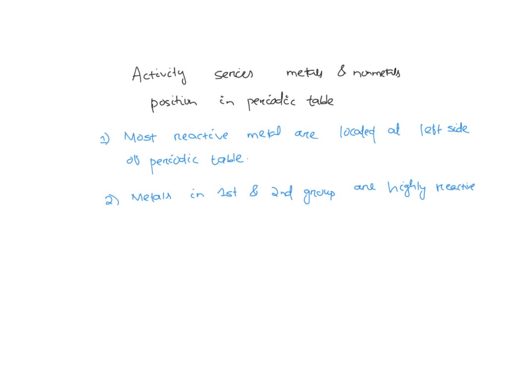 SOLVED: Reactivity Series of Metals Potassium (Mose reactive metal ...
