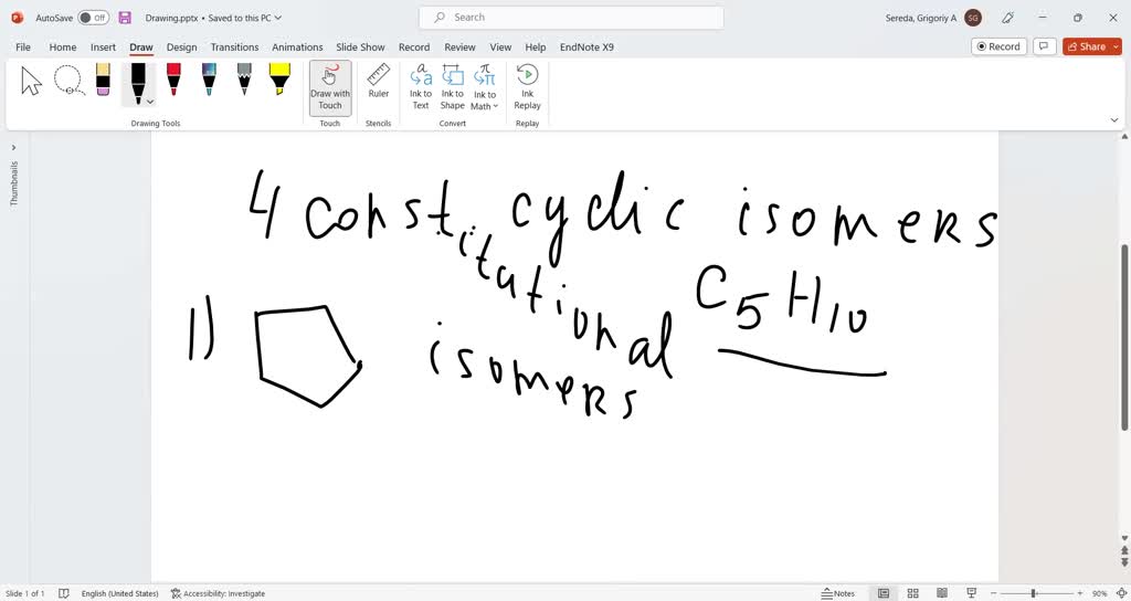 SOLVED: Draw the four constitutional isomers of C5H10 that are cyclic ...