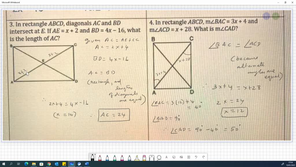 SOLVED: As shown in the diagram of rectangle ABCD below, diagonals AC ...