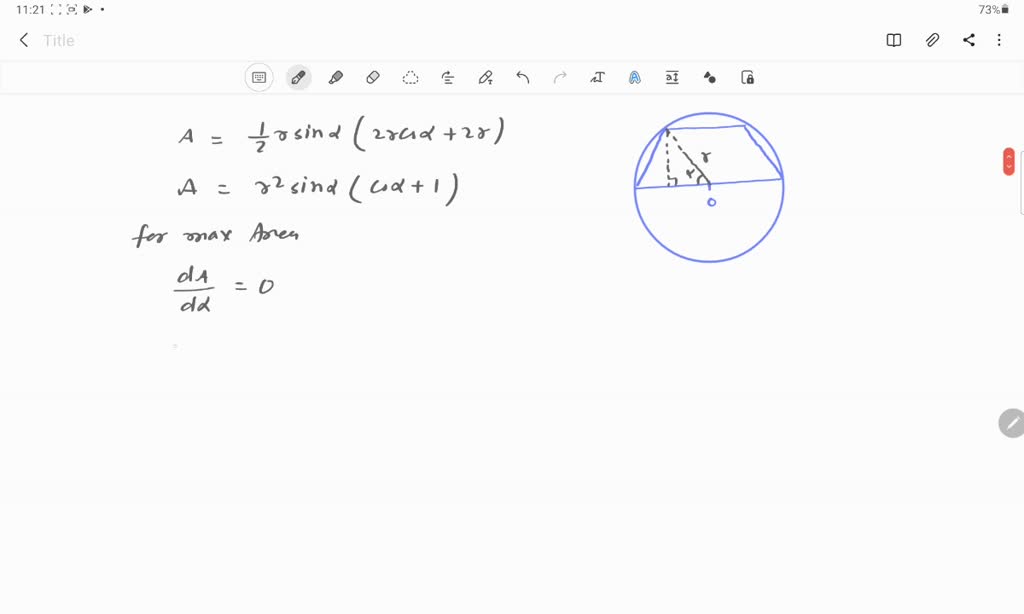 Find the area of the largest trapezoid that can be inscribed in a ...