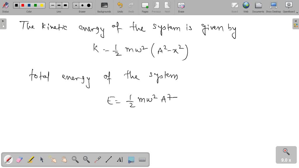SOLVED: The equation for the kinetic energy of a mass attached to a ...