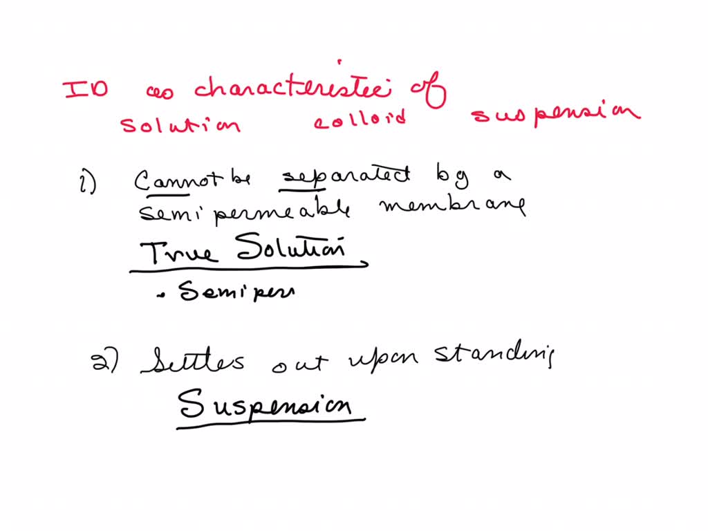SOLVED: Identify the following as characteristic of a solution, a ...