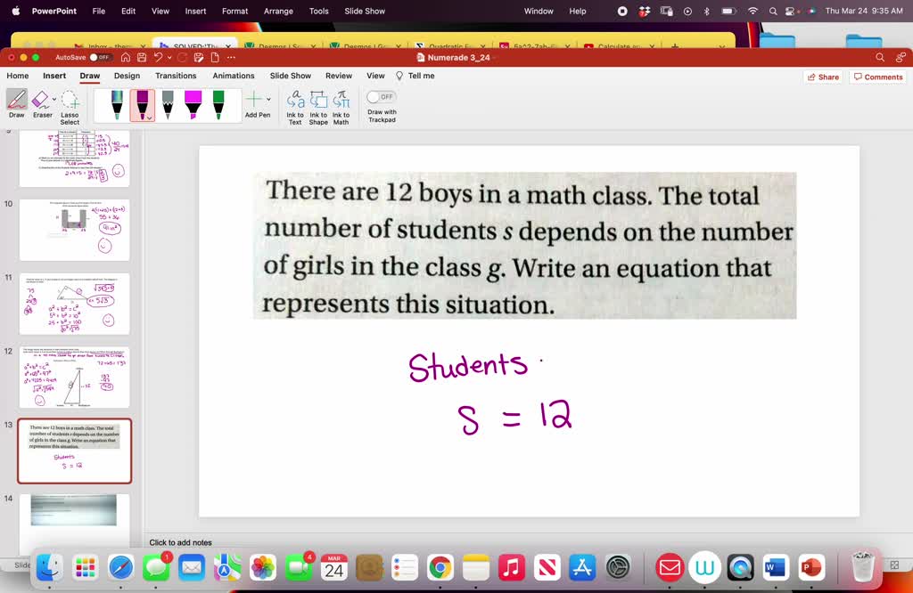 Mrs. Smith has a total of 25 kids in her class. There are 3 more boys ...