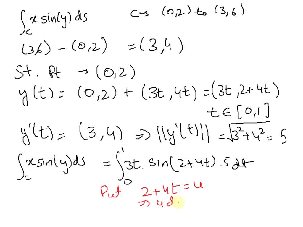 SOLVED: valuate the line integral, where C is the given curve x sin(y ...