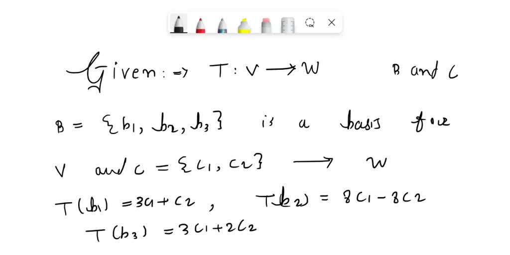 SOLVED: Find the matrix of the linear transformation T: V W relative to ...