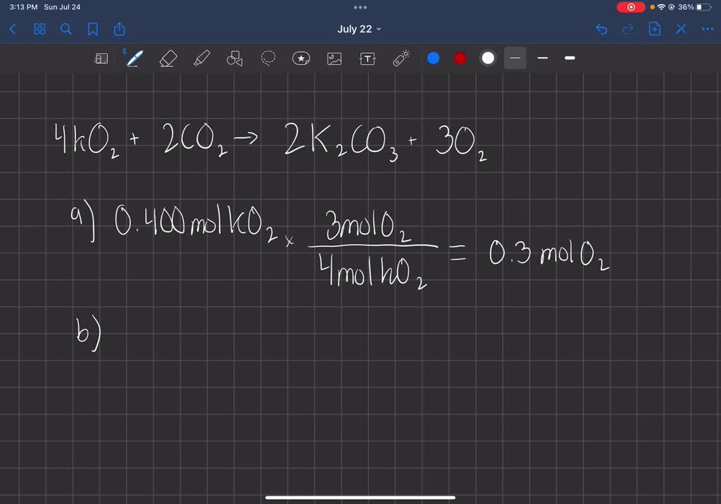 SOLVED: The reaction between potassium superoxide, KO2, and CO2, 4 KO2 ...