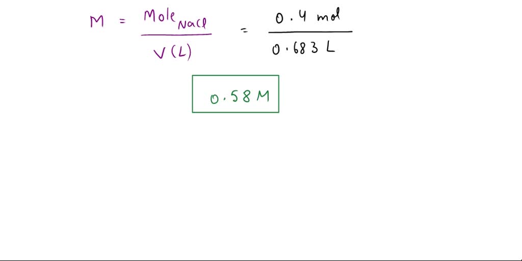 SOLVED: a When in solution NaCl will dissociate into Na+ and Cl- ions? What concentration would ...