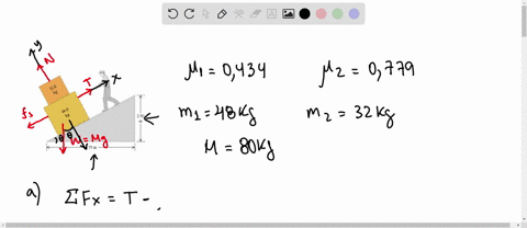 you are lowering two boxes one on top of the other down the ramp shown ...