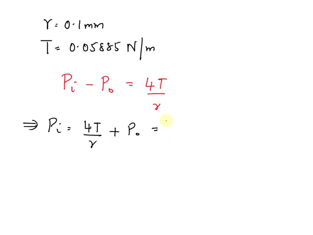 SOLVED: A water vapor bubble has a diameter of 1 micrometer, and the surface tension at the ...