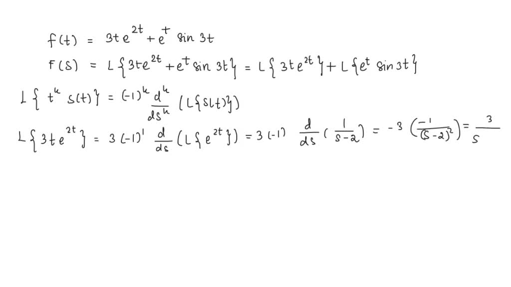 SOLVED: QUESTION 3 Find by using the property of Laplace transform. (3 marks) b) the convolution ...