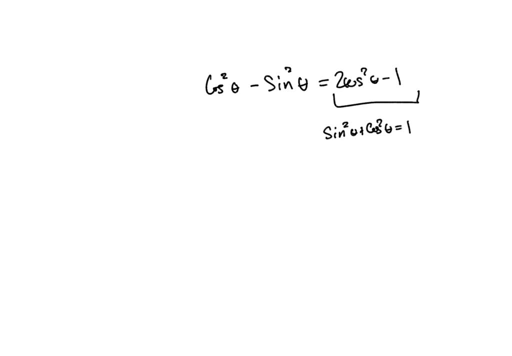 SOLVED: If 1 – sin2 θ = tan2 θ. Prove that, sin2 θ =1 + cos2 θ/cos2 θ