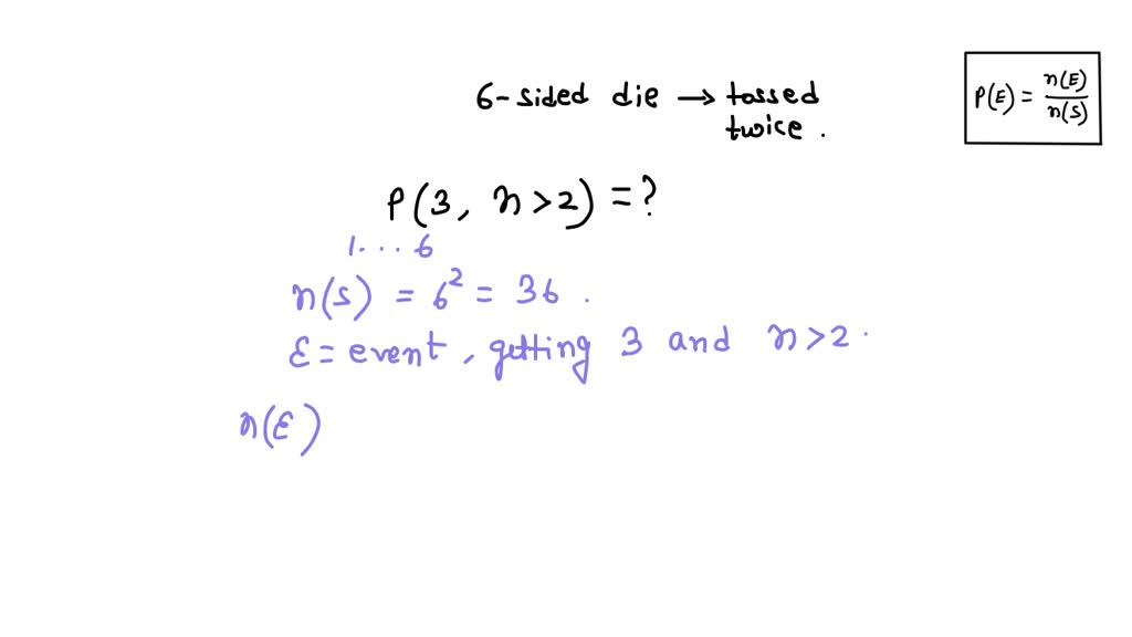 SOLVED: You roll a fair six-sided die twice. Find the probability of rolling a 3 the first time ...