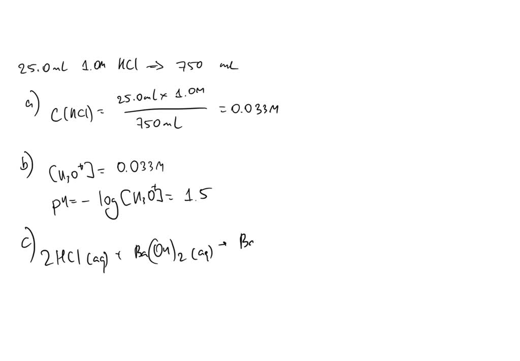 SOLVED: A solution of HCl is prepared by diluting 15.0 mL of a 12.0 M HCl solution with enough ...