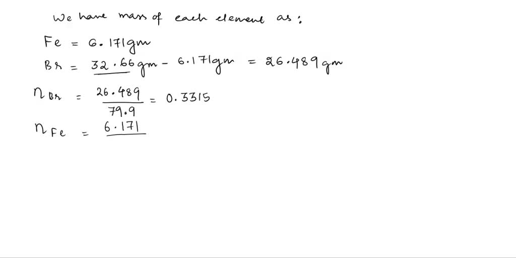 A 6.171 gram sample of iron is heated in the presence of excess bromine ...