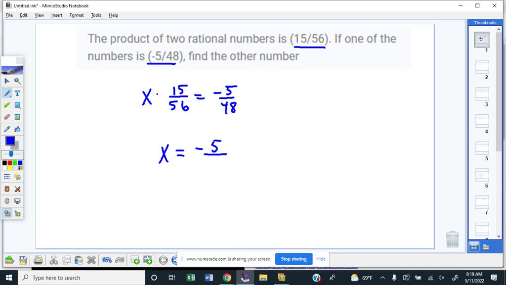 SOLVED: The product of two rational numbers is (15/56). If one of the ...