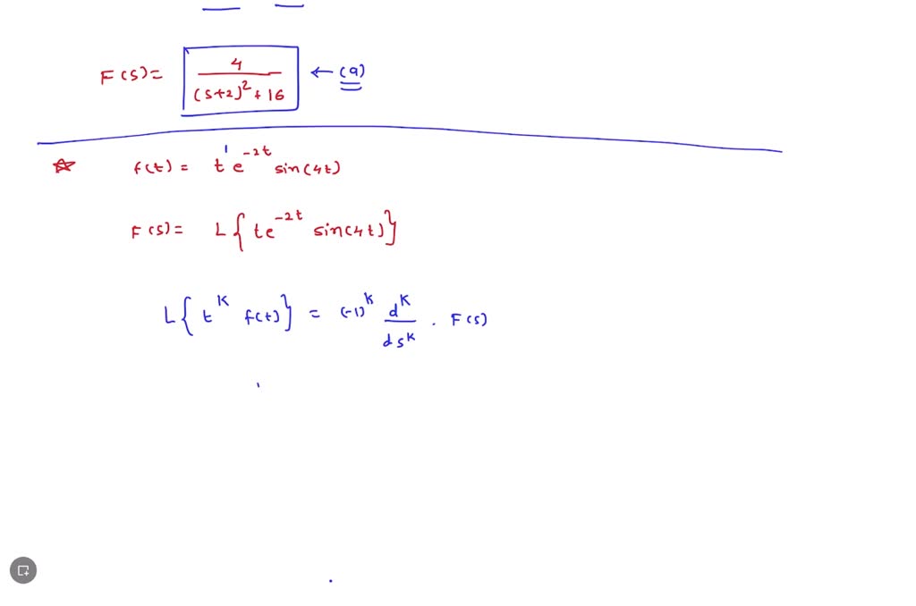 SOLVED: Determine the Laplace transform of the following. a.L e^5t sin^2 t - 2t^2 e^-t b. Lt^4 ...