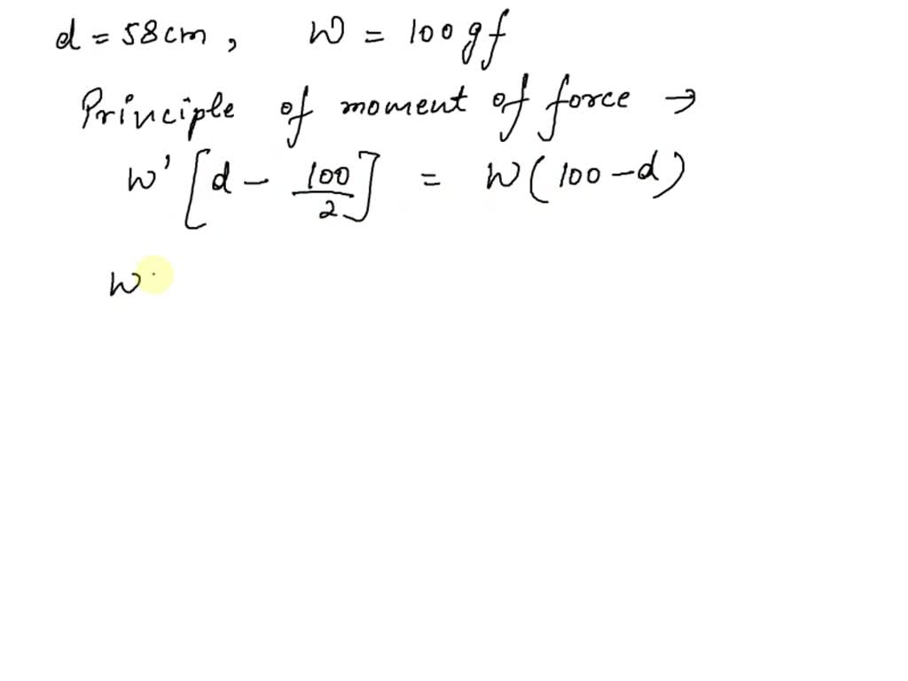 SOLVED: A uniform meter rule balances horizontally on a knife edge at ...