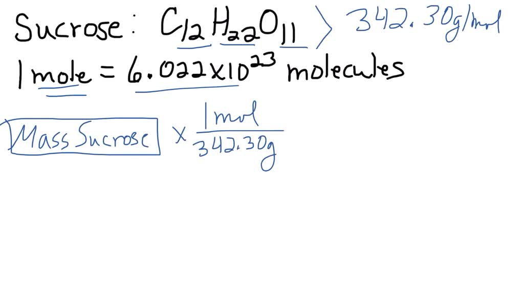 SOLVED: Calculate the number of molecules present in 34.20g of sugar cane