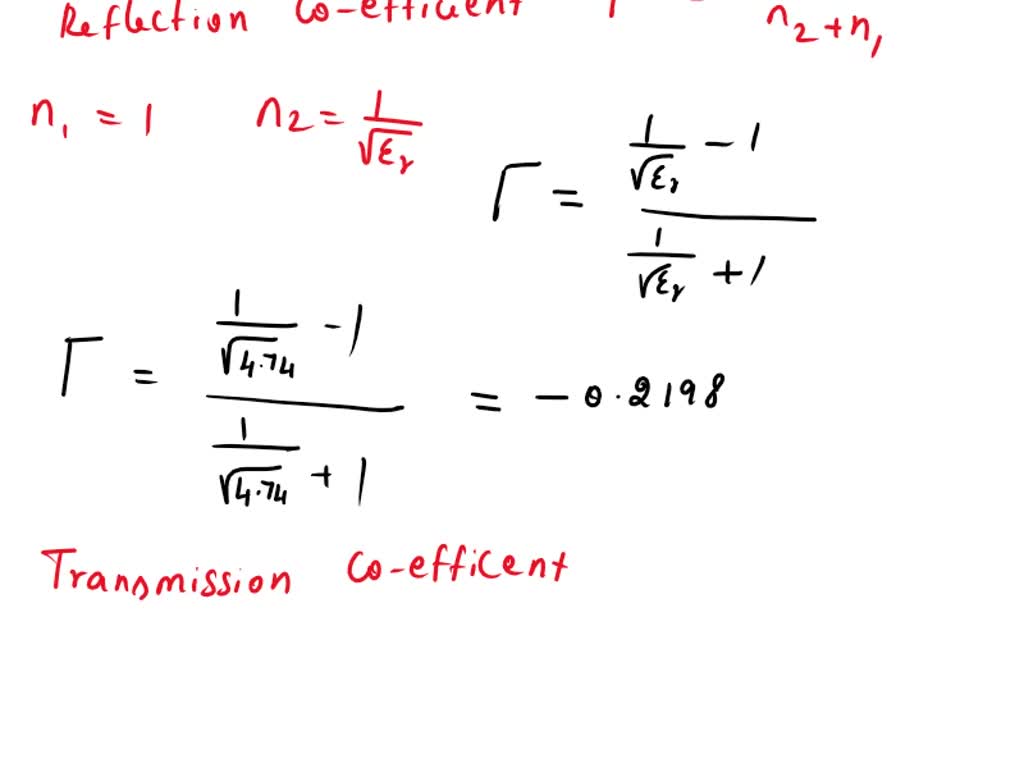 SOLVED: Calculate the reflection coefficient for an electromagnetic frequency of 10 GHz when it ...
