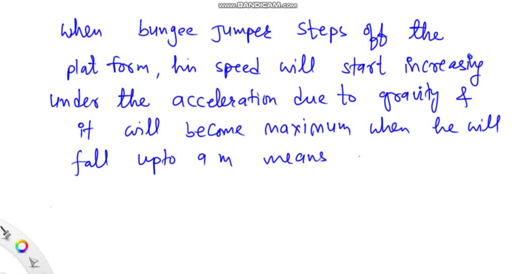 SOLVED: A bungee jumper has an elastic cord attached to her feet. The ...