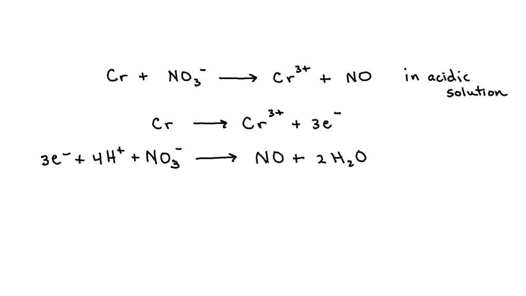 Solved Balance The Reaction Between Cr And No3 To Form Cr3 And No In
