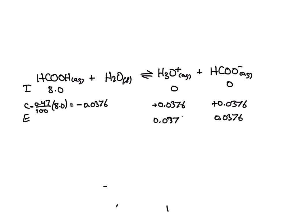 SOLVED: A 0.235 M solution of formic acid (HCOOH) shown below has a pH of 2.04. What is the ...