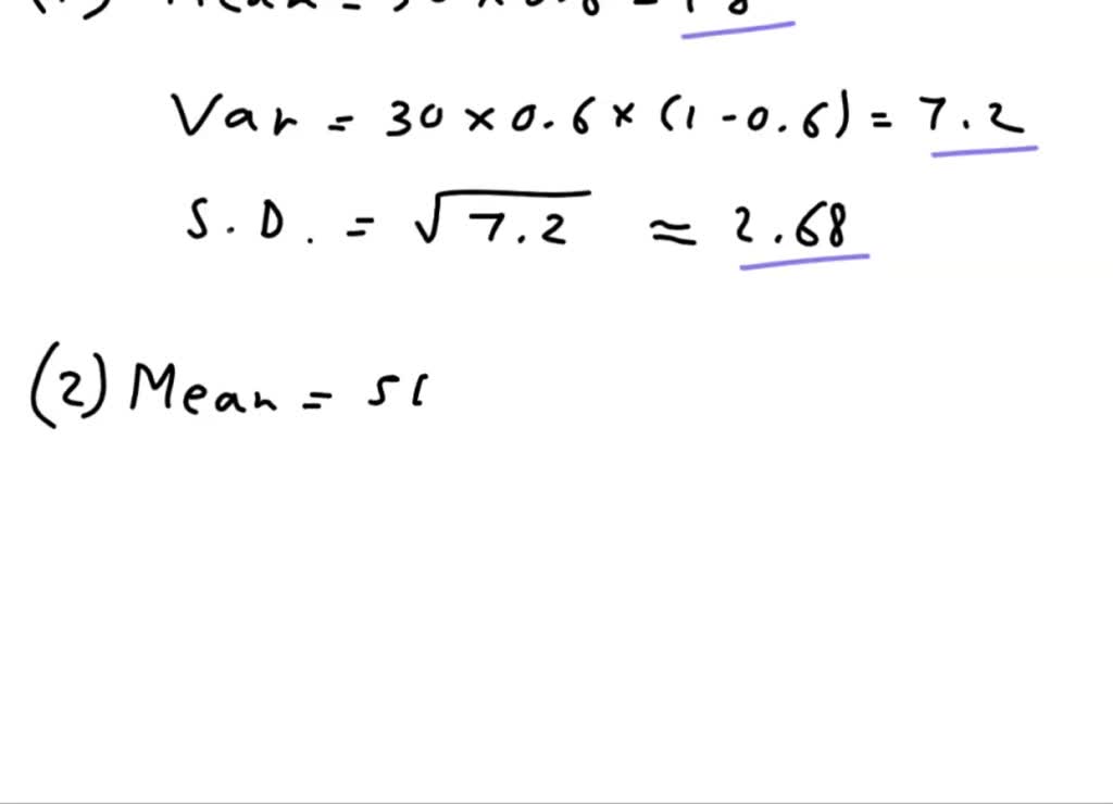 SOLVED: ' Find the mean, variance, and standard deviation discrete random variable X that ...