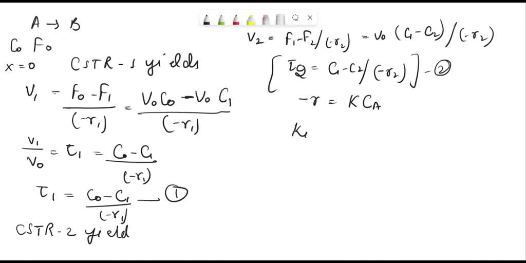 SOLVED: Texts: A first-order reaction R -> P is carried out in two reactor configurations as ...