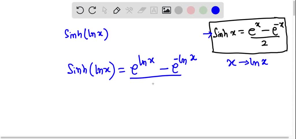 Write sinh (ln x) as a rational function of x.
