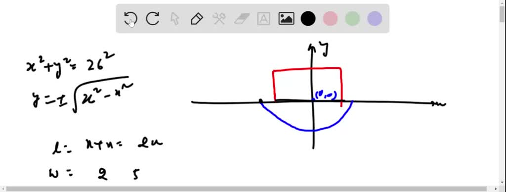 SOLVED: A rectangle is constructed with its base on the diameter of a semicircle with radius 6 ...