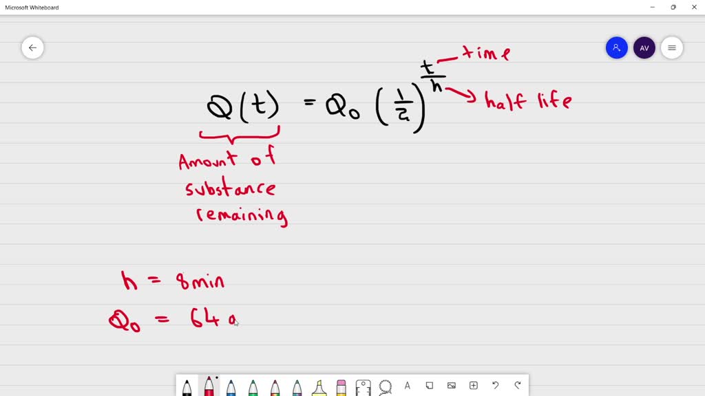 SOLVED: According to the definition of half-life, half of the original ...