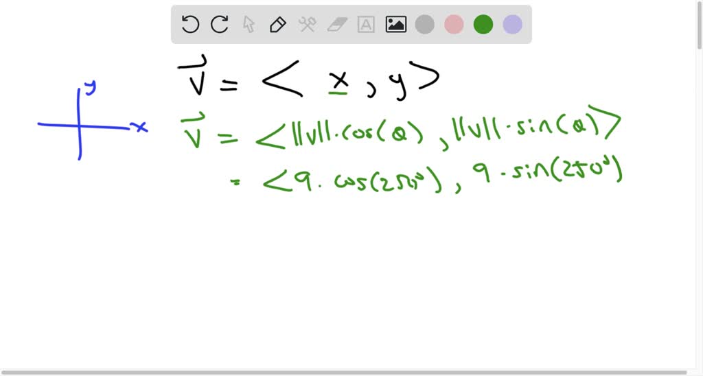 SOLVED: A vector with magnitude 9 points in direction 250 degrees ...