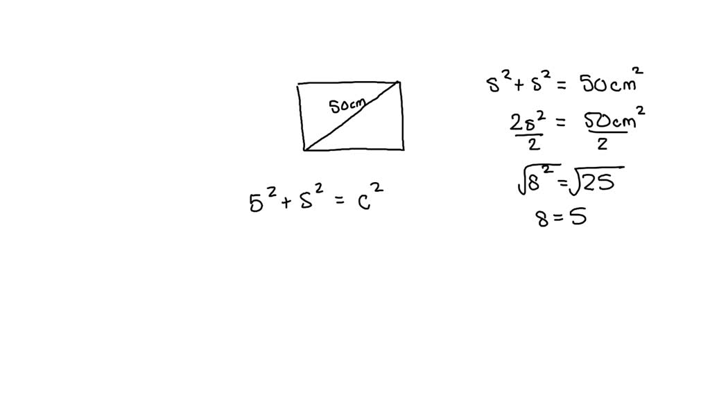 The length of the diagonal of a square is 50 cm. Find the perimeter of ...
