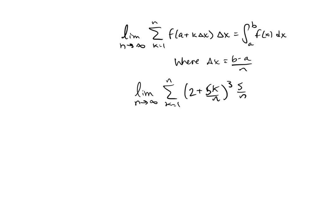 SOLVED Write The Limit As N Goes To Infinity Of The Summation From K