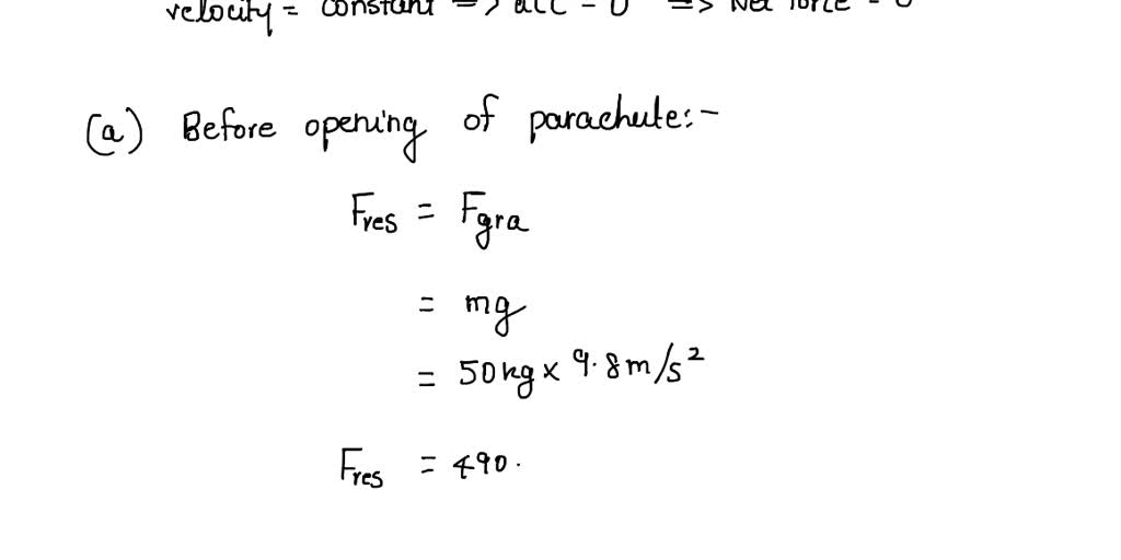 SOLVED: Suzie Skydiver, with her parachute, has a mass of 50 kg. (a ...