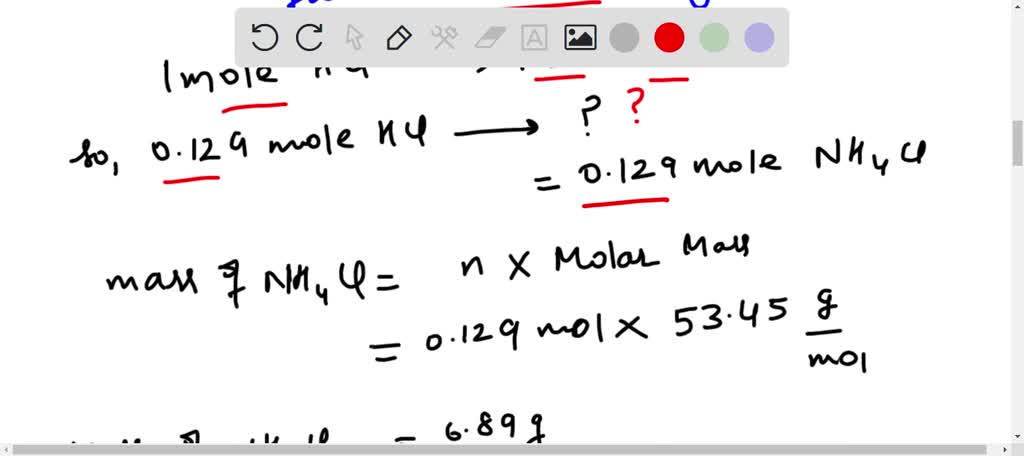 SOLVED: Solid ammonium chloride, NH4Cl,NH4Cl, is formed by the reaction ...
